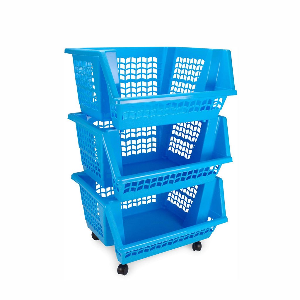 plastic vegetable rack of 3 layers with wheels – KaroutExpress